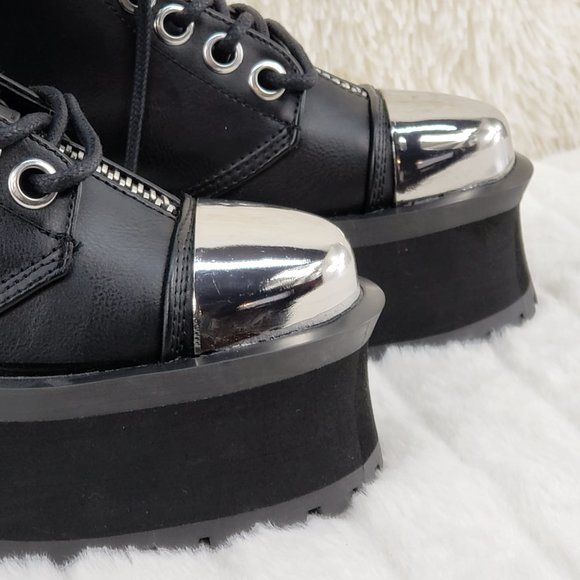 Demonia | Shoes | Gravedigger Unisex Chrome Toe Cap Platform Combat ...